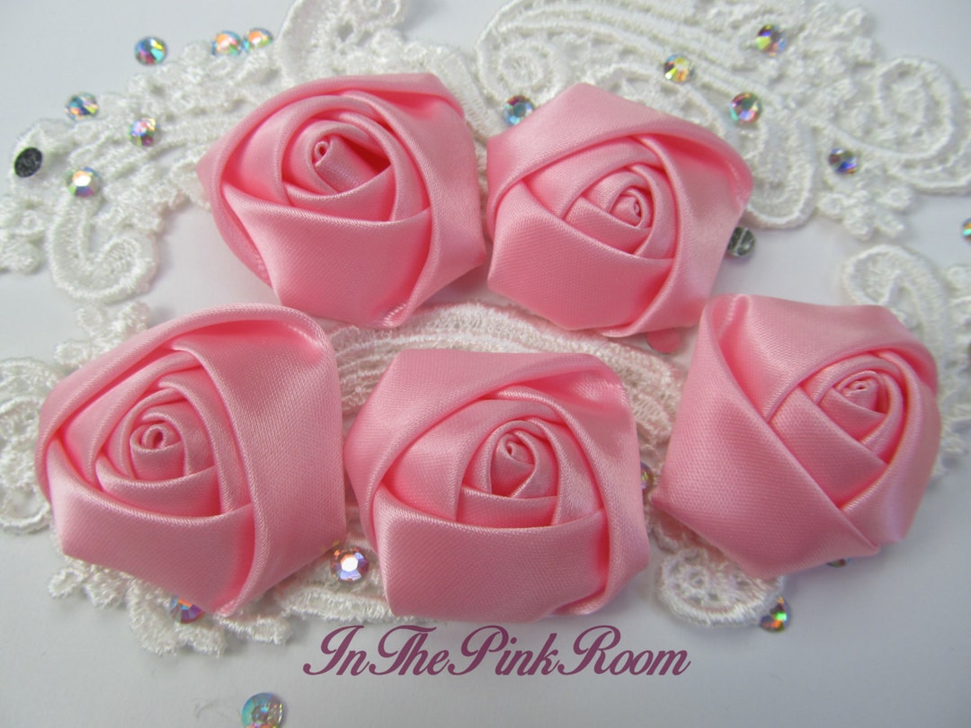 1.5 Satin Rosettes LIGHT PINK Rolled Roses RPP01 - Etsy
