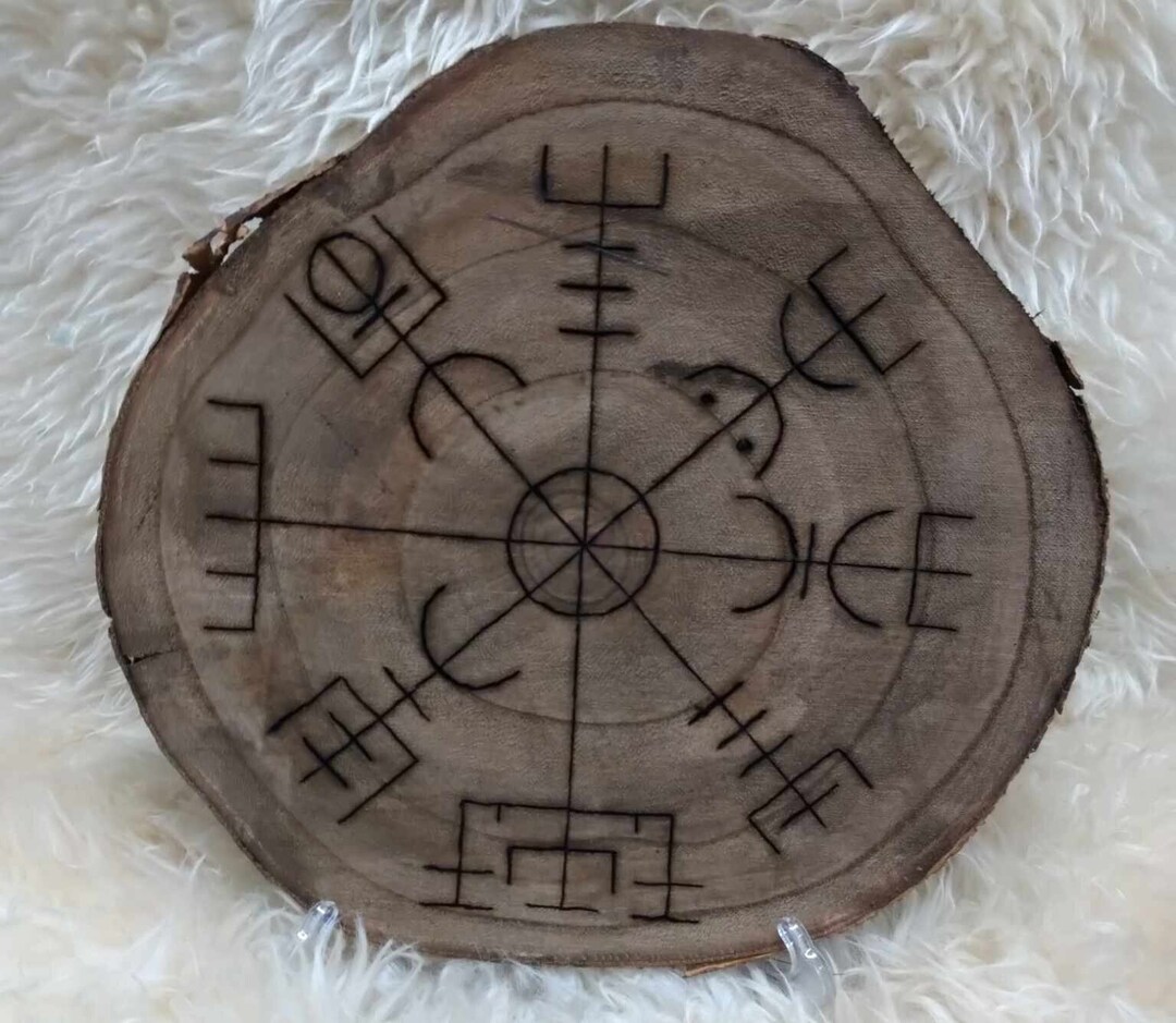 Vegvisir, Viking Compass Pyrography Altar Plaque - Etsy