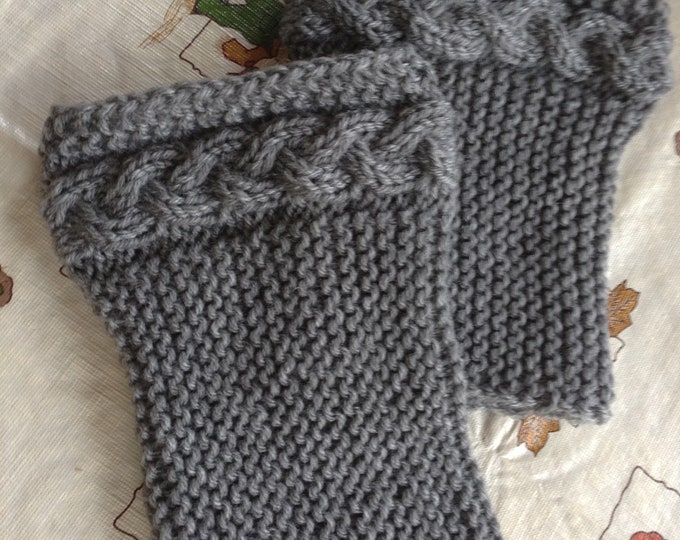 Braid Cable Grey Boot Cuffs, Boot Socks - Etsy
