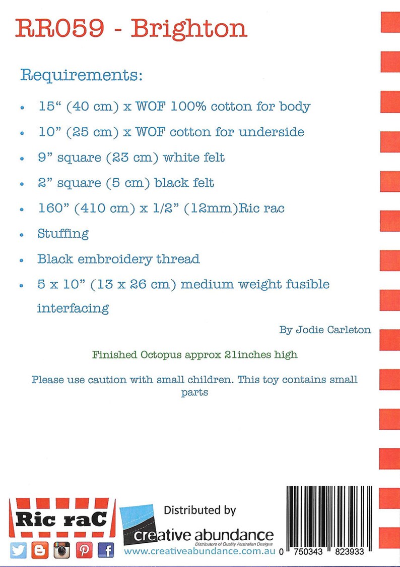 Pattern brighton Octopus Soft Toy Pattern by Ric - Etsy