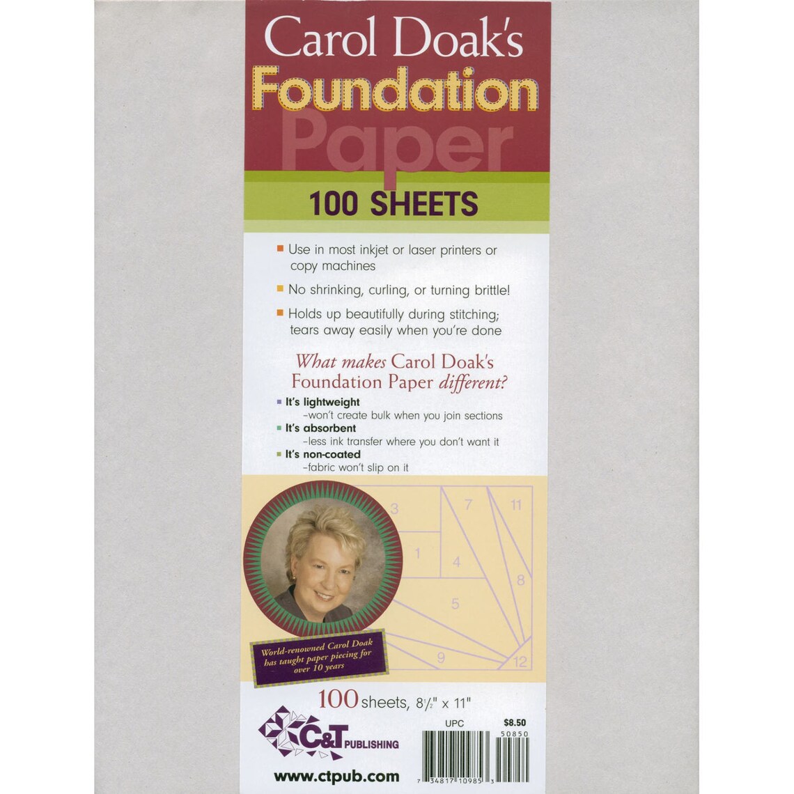 Carol Doak's Foundation Paper 100 Sheets by C&T Publishing #10985 ...