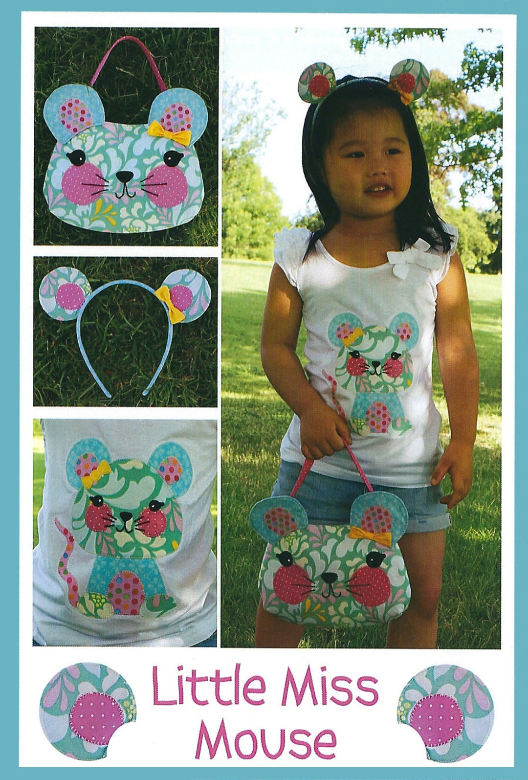 Pattern ''little Miss Mouse'' Tote Bag, Headband, and Applique Sewing ...