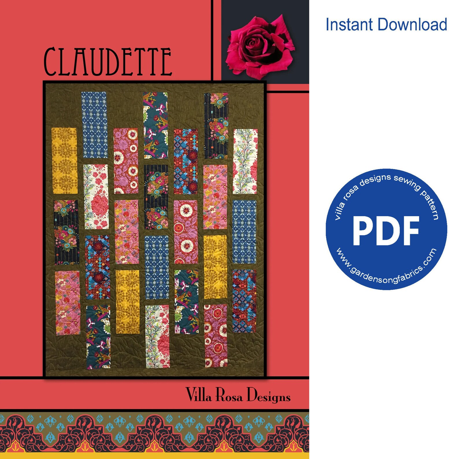 Pattern "claudette" PDF Quilt Pattern RC120 by Villa Rosa Designs ...