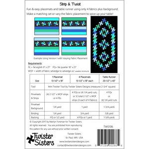 Pattern "strip & Twist Placemats and Table Runner" by Twister Sisters ...