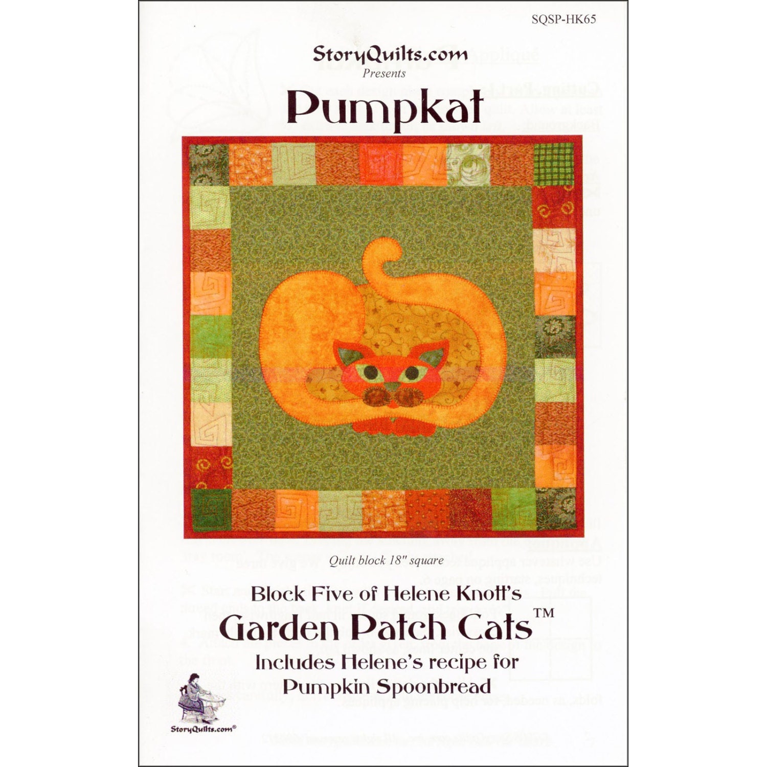 Pattern Pumpkat Quilt Block by StoryQuilts 65 | Etsy
