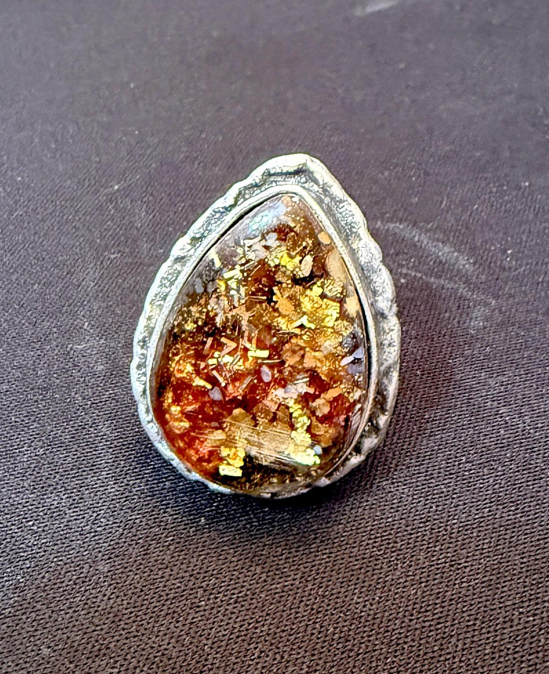 Adjustable Brown & Gold Faux Stone Ring - Etsy