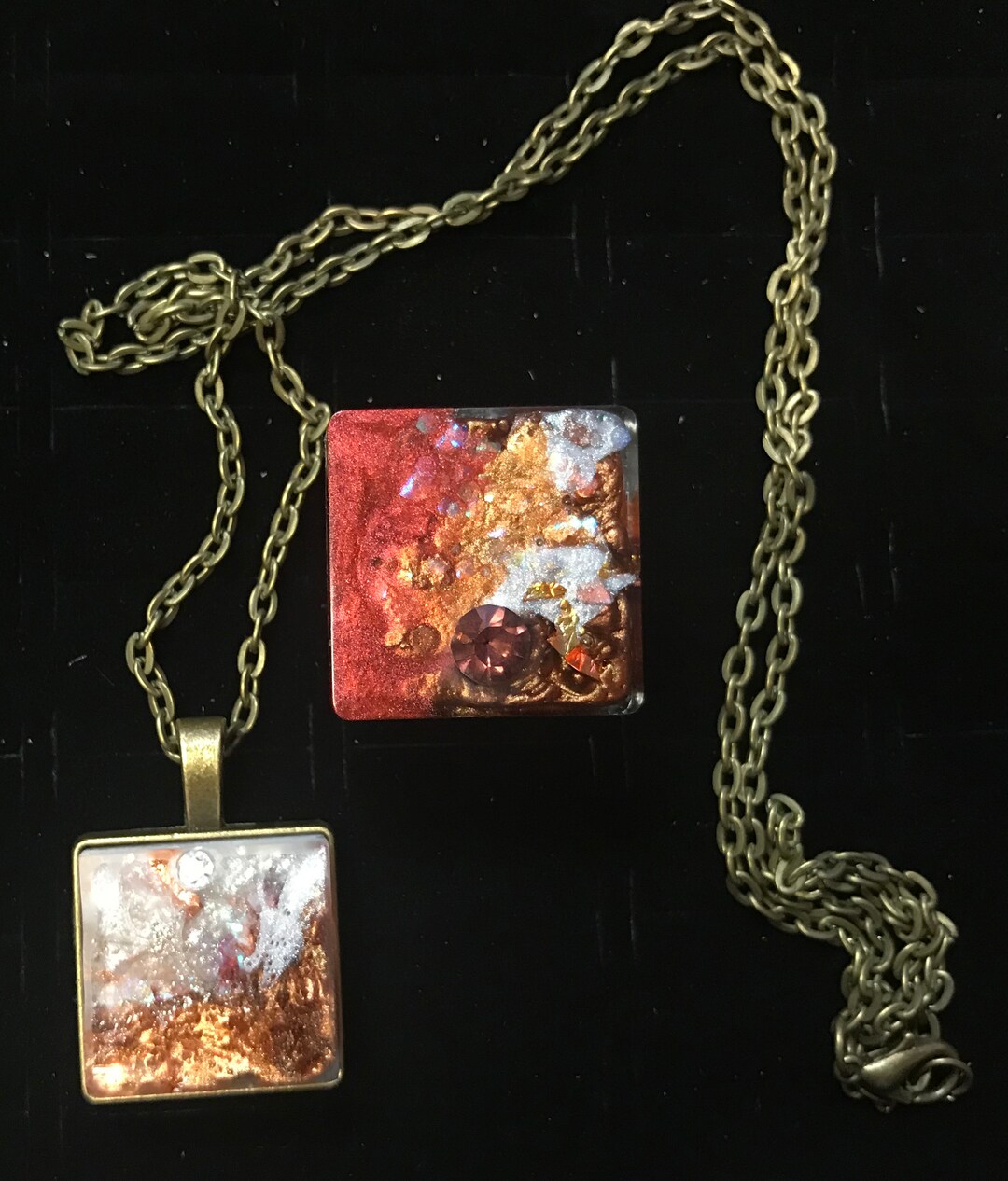 Artsy Rust Gold Faux Stone Necklace and Adjustable Ring Set - Etsy