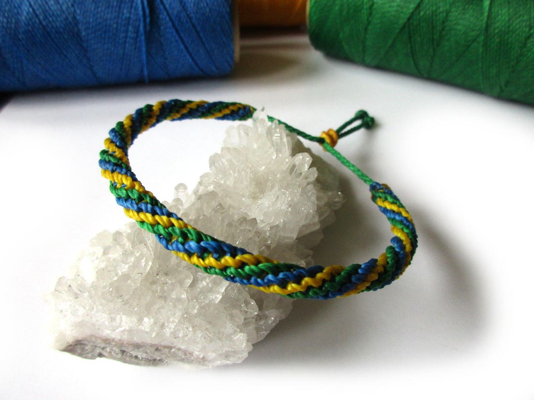 Yellow Blue & Green Friendship Bracelet/brazil Brasil Flag/brazilian ...