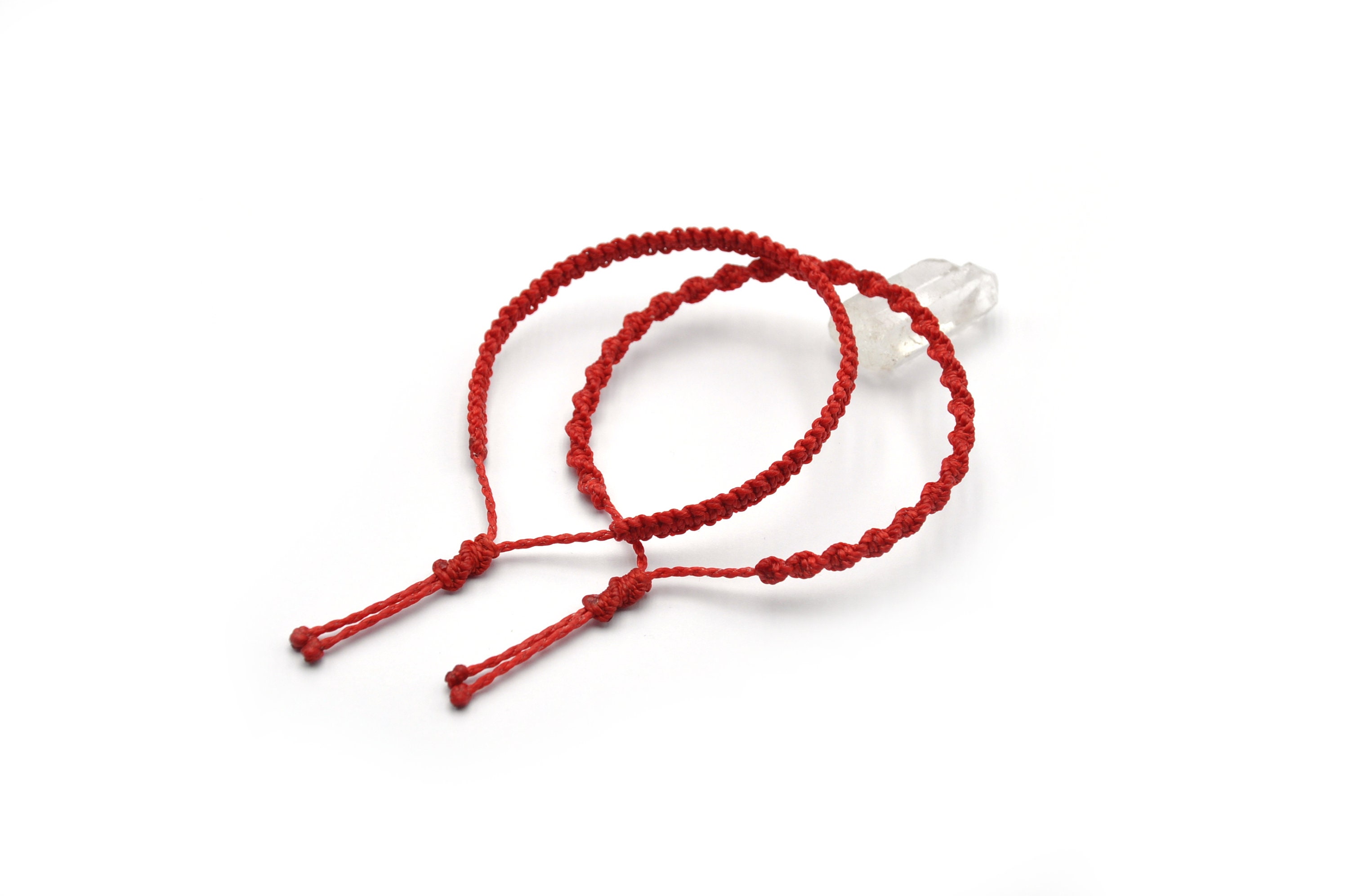X2 Red String Flat & Spiral Cord Bracelet Handmade With Waxed Strings ...