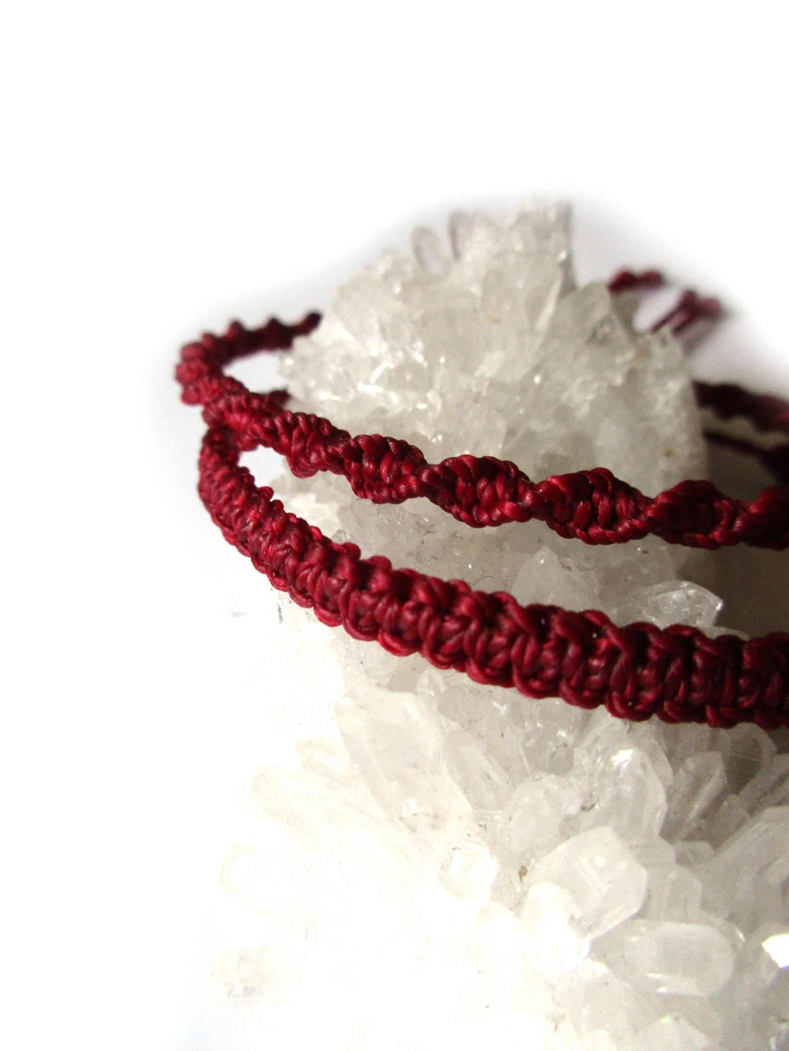X2 Dark Red Friendship Bracelets/bohemian/kabbalah Flat and Spiral ...
