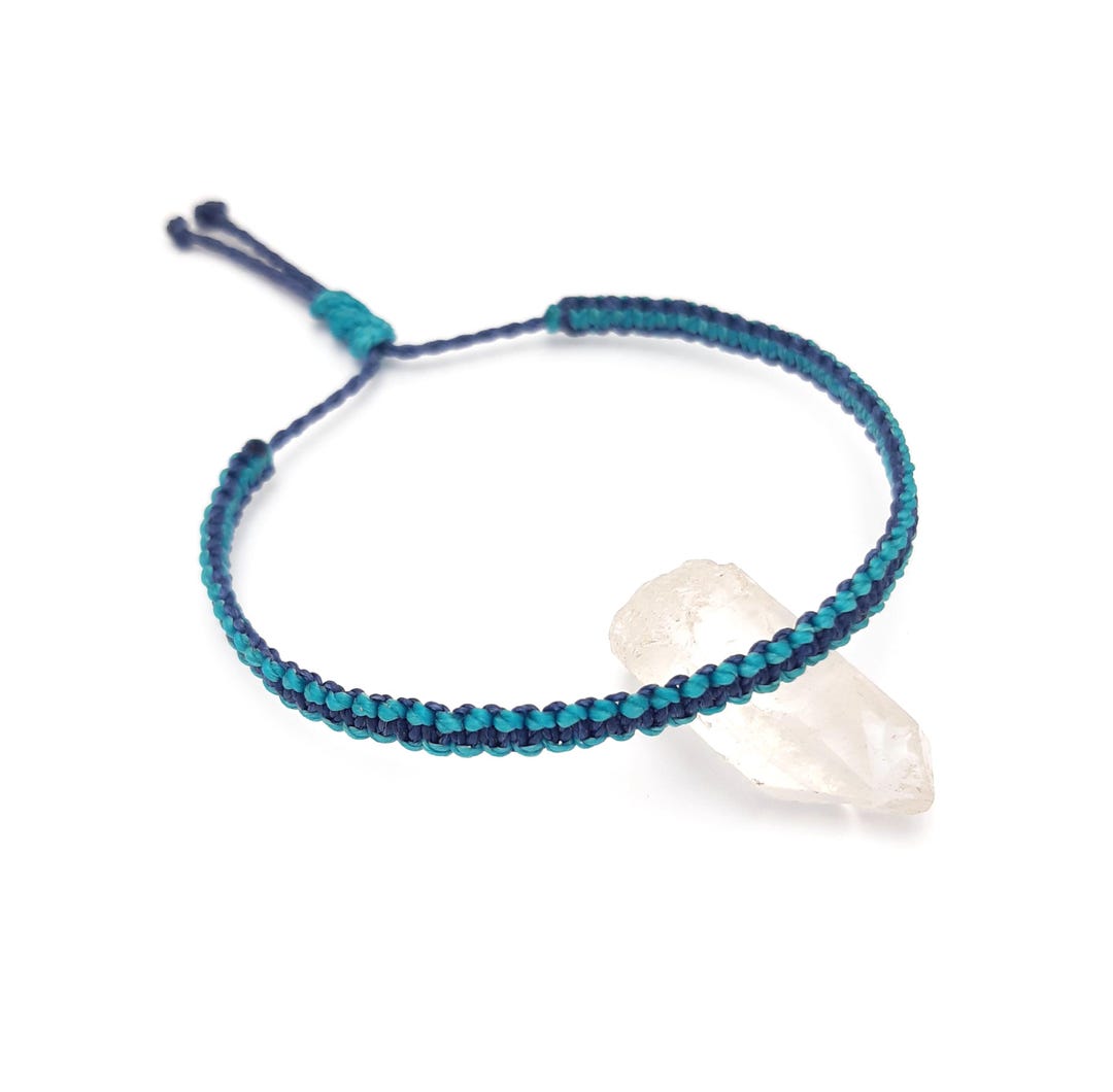 Navy Blue & Turquoise Blue Bracelet Handmade With Waxed Cords and ...