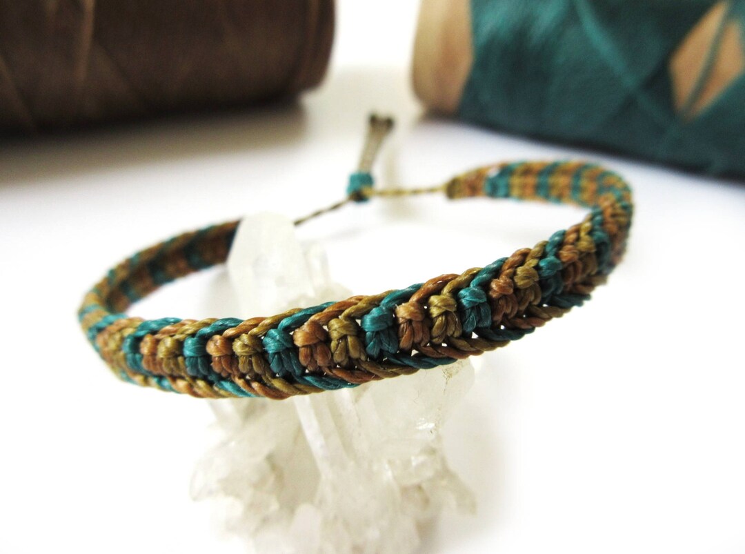 Forest Green & Brown Friendship Bracelet/bohemian/surf/unisex Flat Cord ...