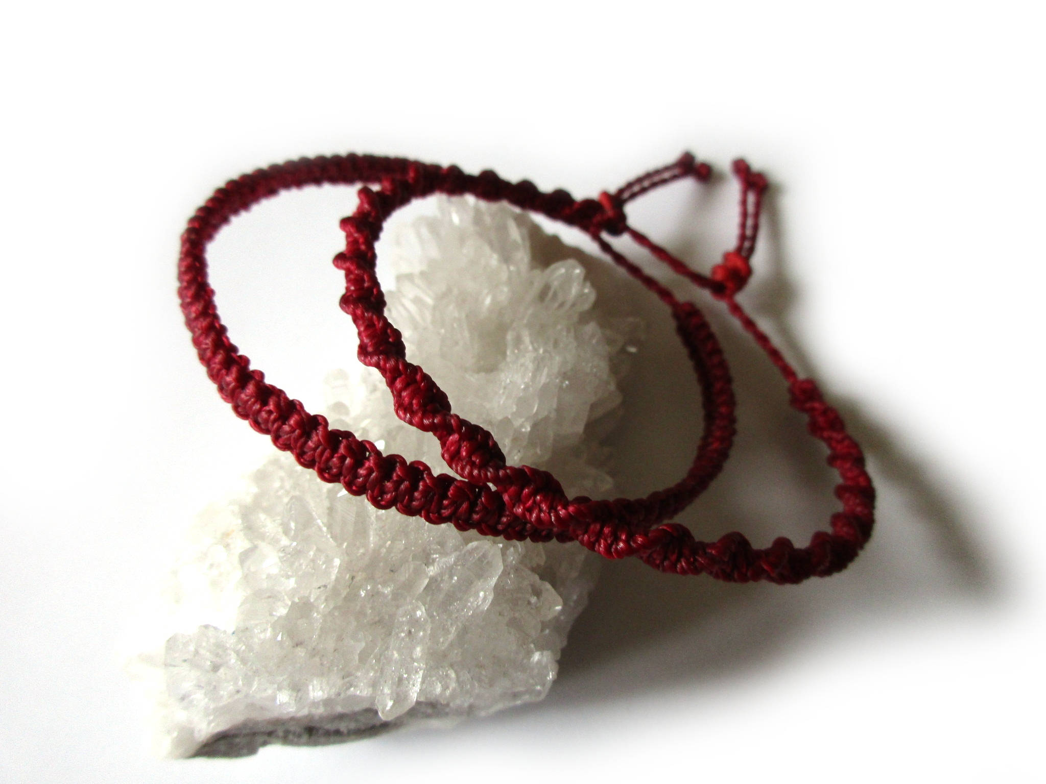 X2 Dark Red Friendship Bracelets/bohemian/kabbalah Flat and Spiral ...