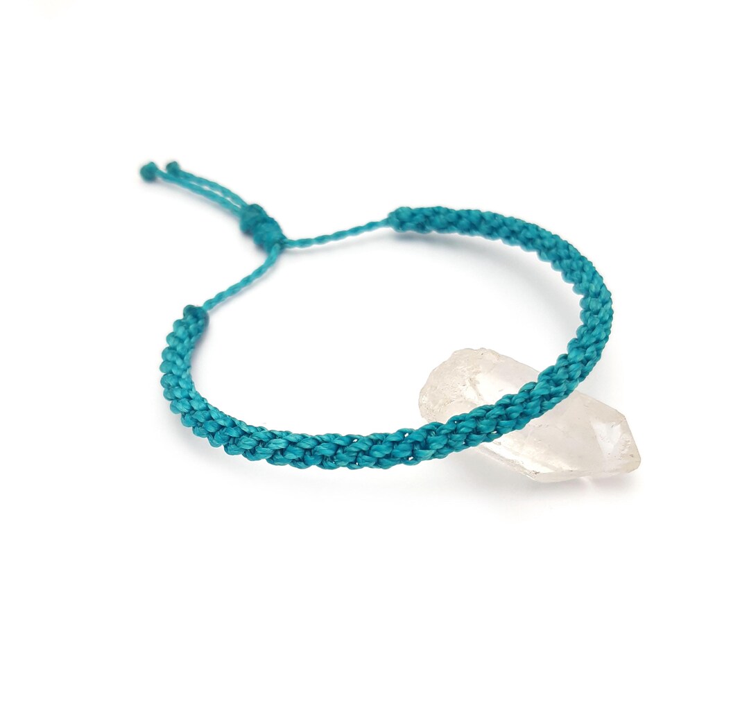 Turquoise Blue Bracelet Handmade With Waxed Cords. Adjustable With ...