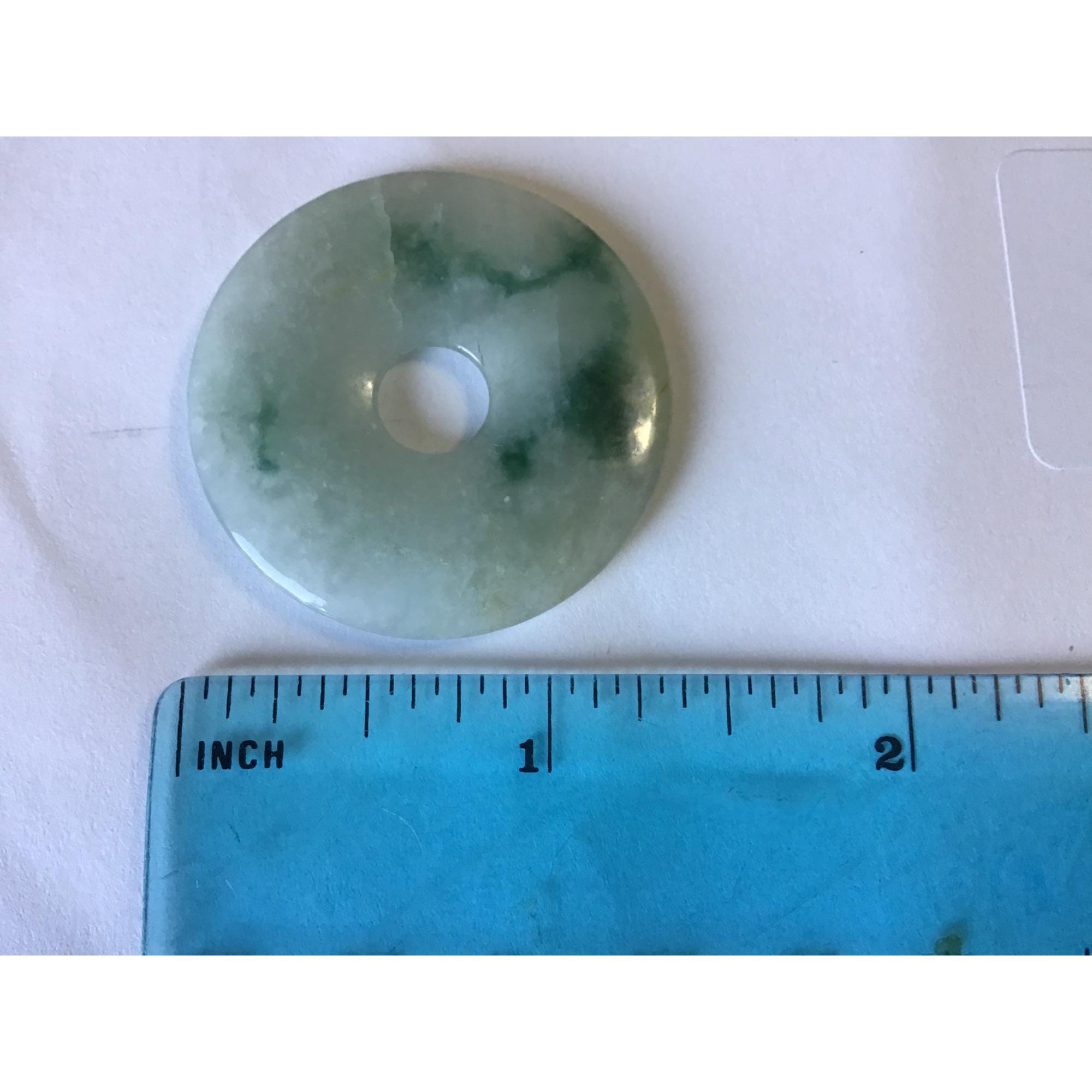 Burmese Jade Circular Disk Amulet With Green & White Hues 1.50 Inch ...