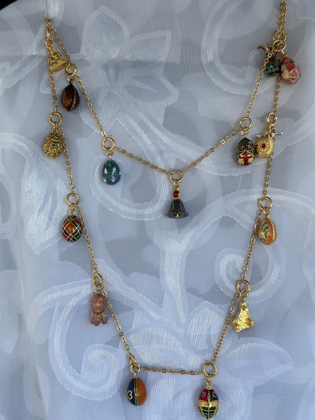 Vintage (#1 of 8) Joan Rivers Gold Tone Charm Necklace 15 Charms 32 ...