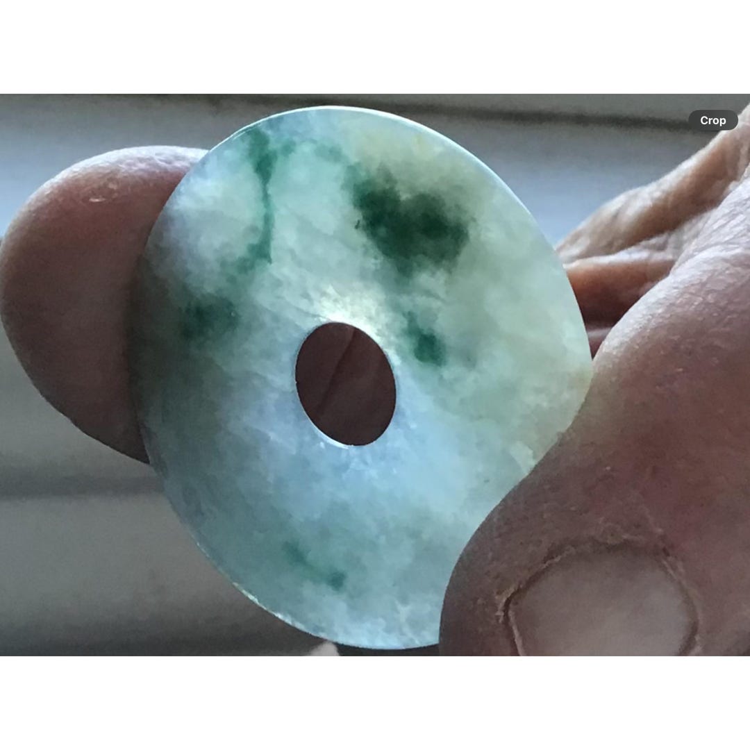 Burmese Jade Circular Disk Amulet With Green & White Hues 1.50 Inch ...