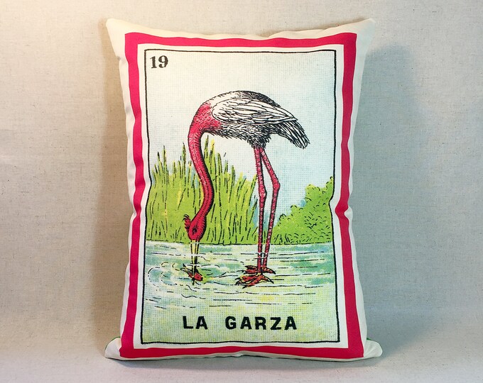 SHIPS FREE: La Garza Flamingo Bird Loteria Pillow Vintage | Etsy