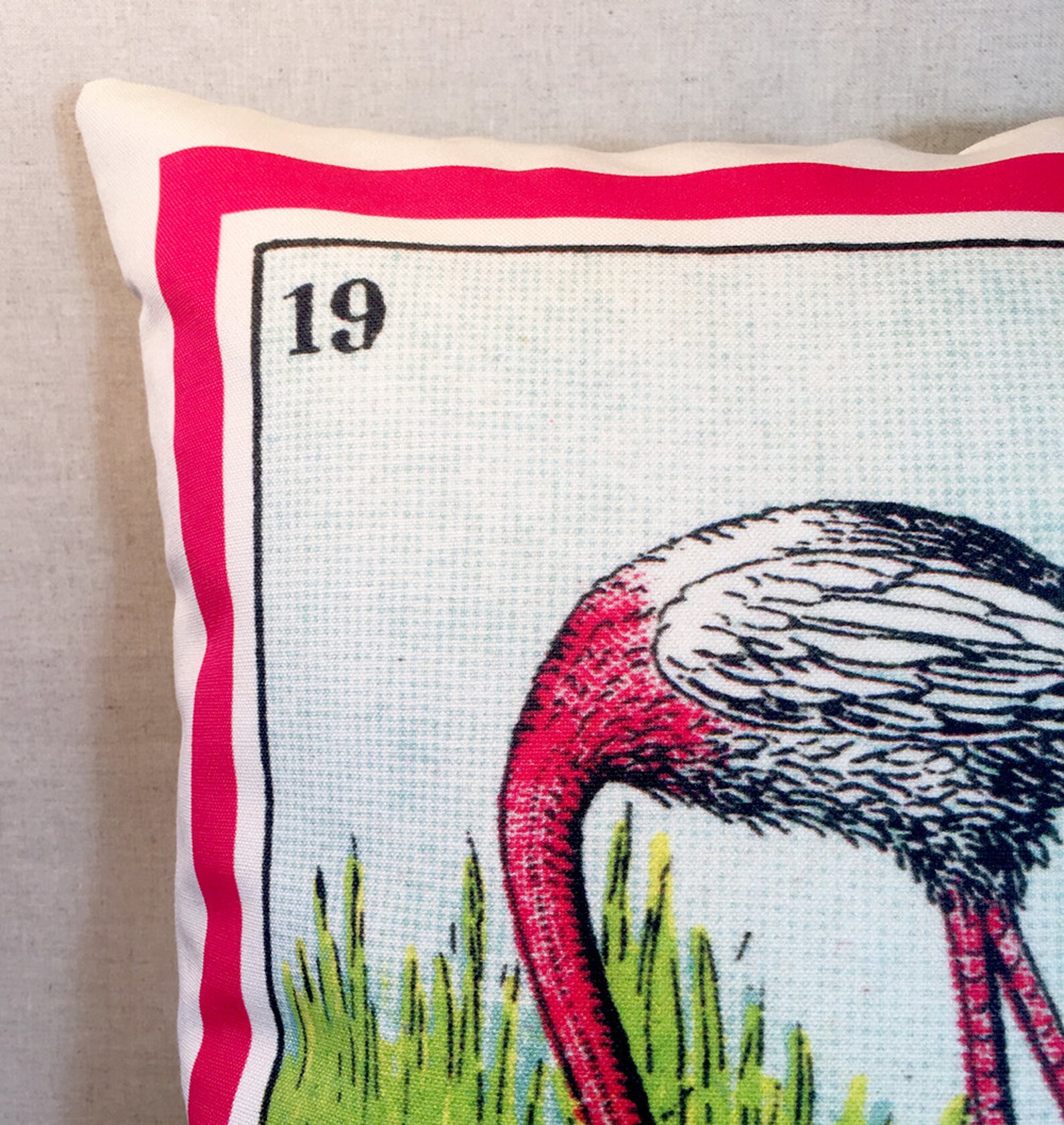 SHIPS FREE: La Garza Flamingo Bird Loteria Pillow - Vintage Mexican ...