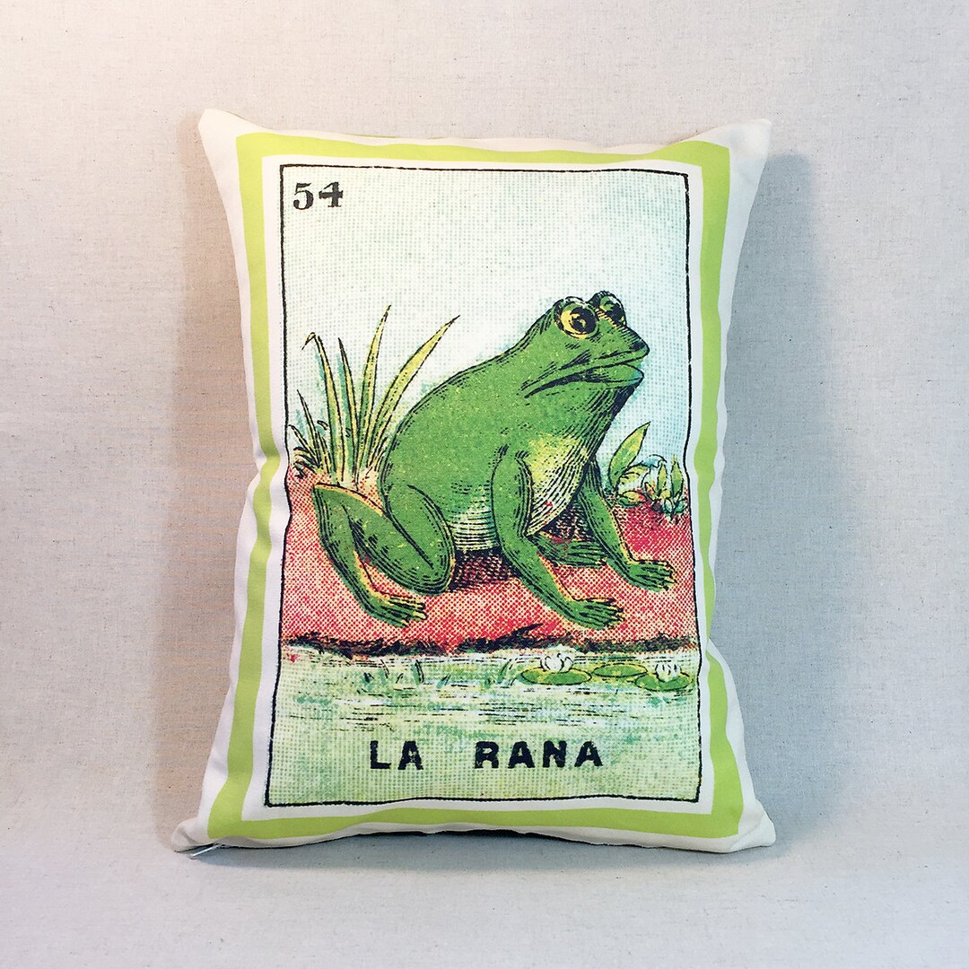 FREE SHIPPING: La Rana Frog Loteria Pillow Cover - Vintage Mexican ...