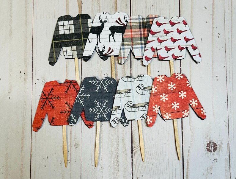 Ugly Sweater Party Cupcake Toppers, Christmas Holiday Decorations - Etsy
