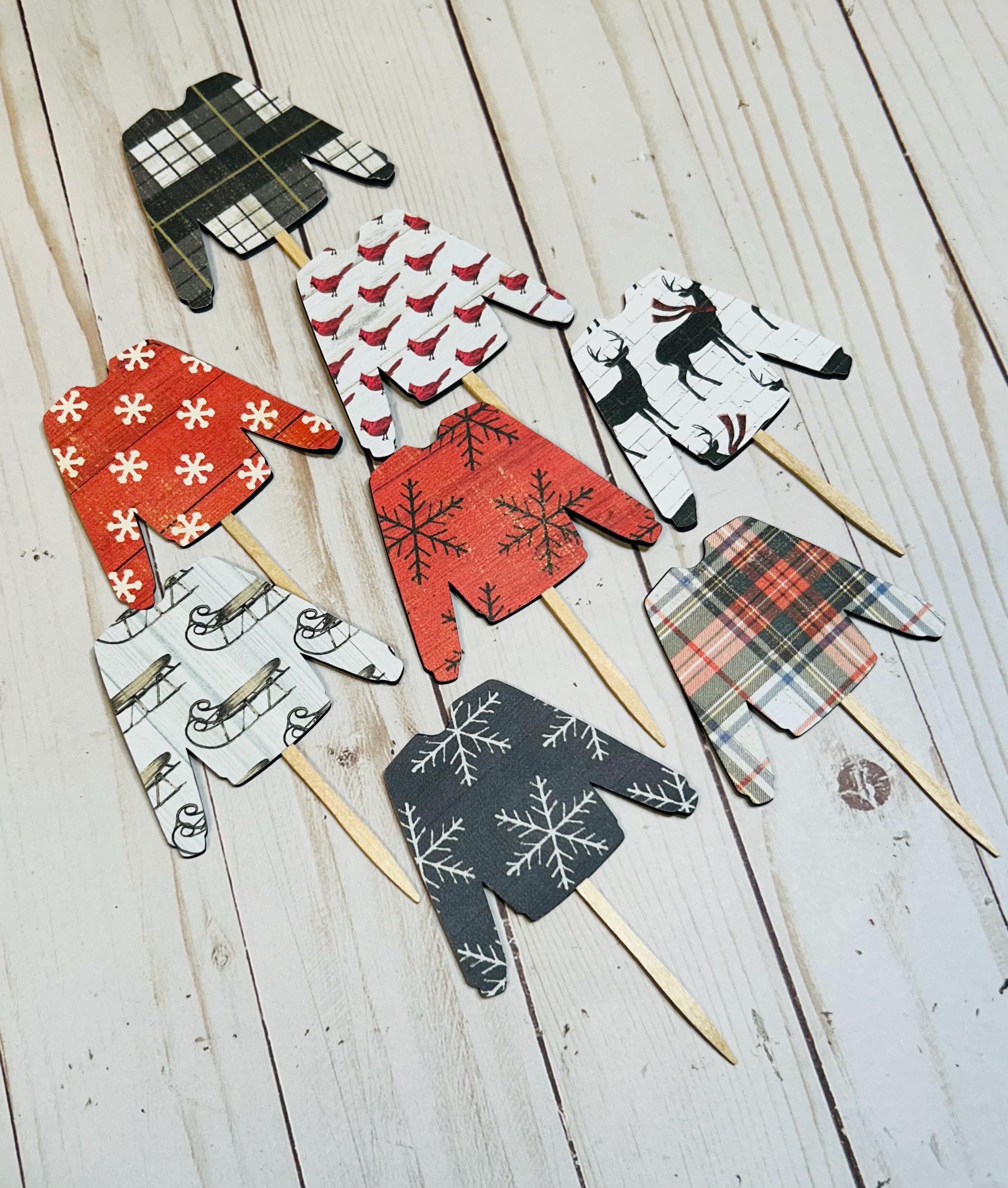 Ugly Sweater Party Cupcake Toppers, Christmas Holiday Decorations - Etsy