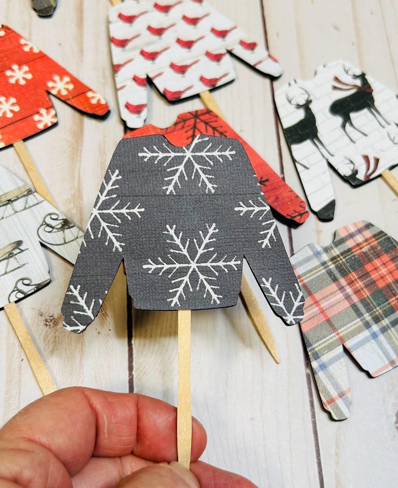 Ugly Sweater Party Cupcake Toppers, Christmas Holiday Decorations - Etsy