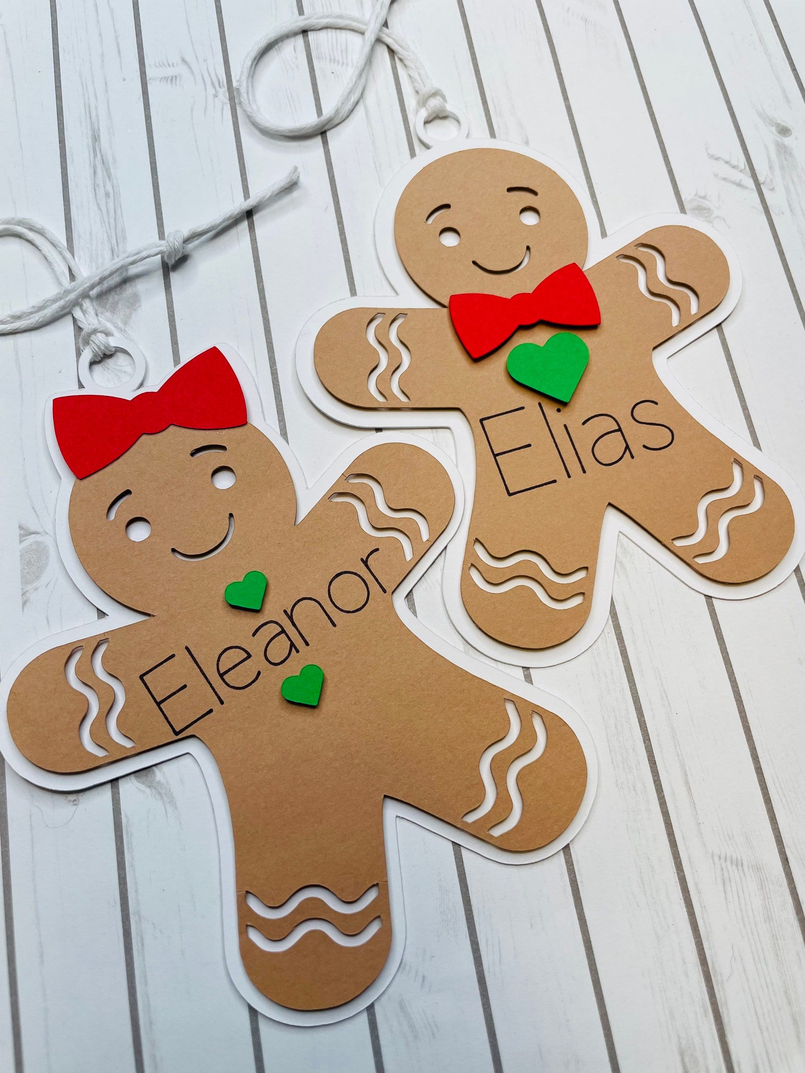 Personalized Gingerbread Christmas Ornament: Custom Paper Gift Tag - Etsy