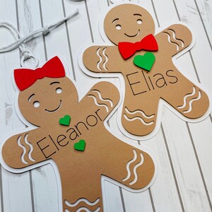Personalized Gingerbread Christmas Ornament: Custom Paper Gift Tag - Etsy