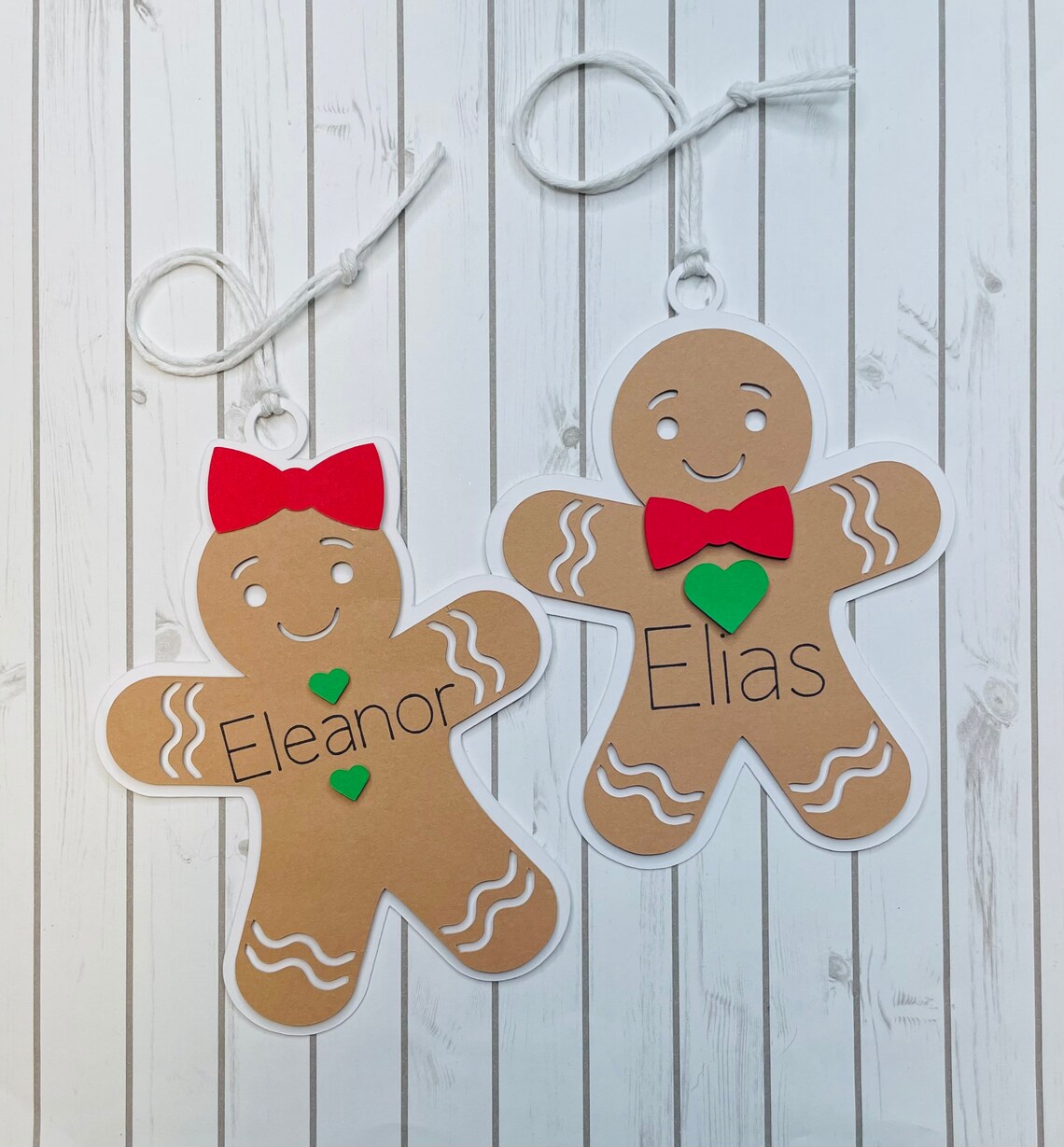 Personalized Gingerbread Christmas Ornament: Custom Paper Gift Tag - Etsy