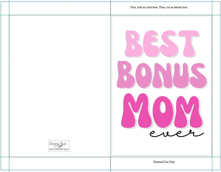 Printable Bonus Mom Card, Printable Card for Mother's Day, Best Bonus ...