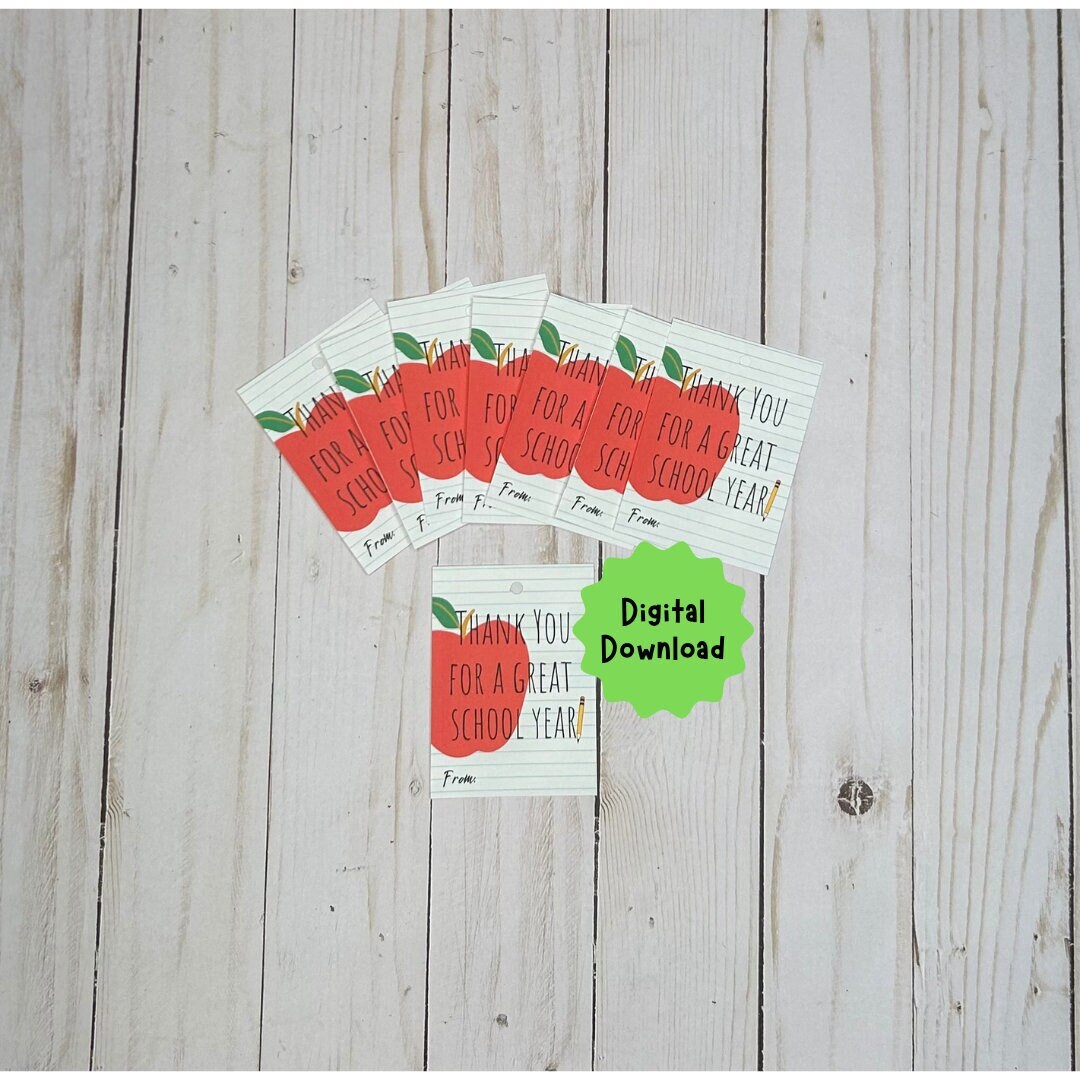 Apple Teacher Gift Tag, Teacher Appreciation Tag, End of School Year ...