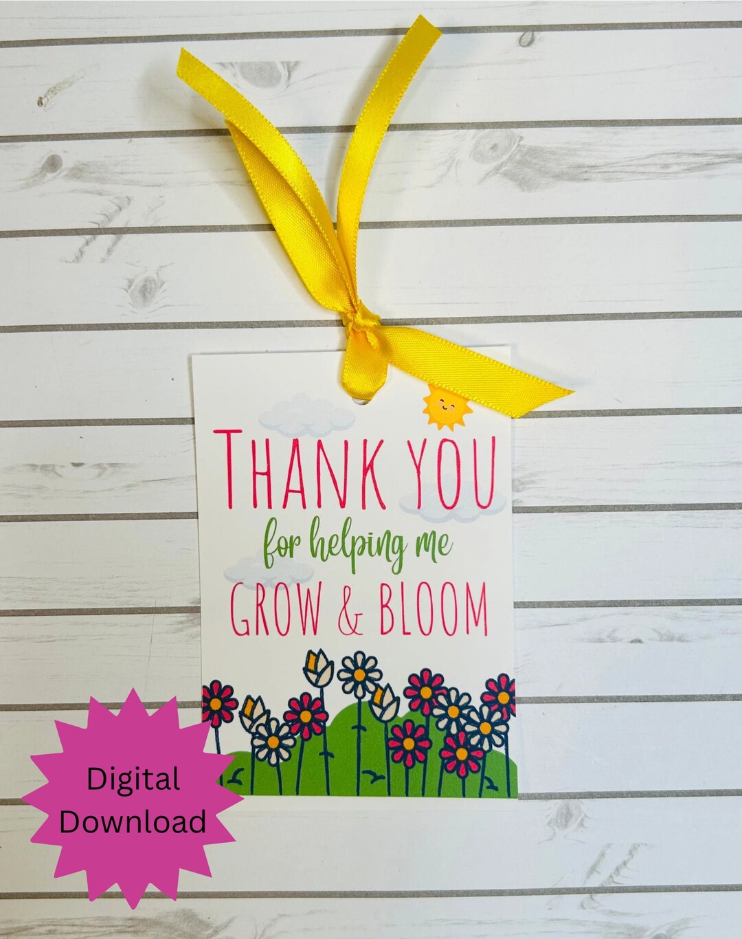 Teacher Appreciation Gift Tags: Thank You Grow & Bloom (digital ...