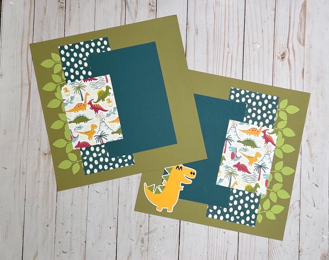 Dinosaur Scrapbook Layout: Premade 12x12 Scrapbook Pages, Happy ...