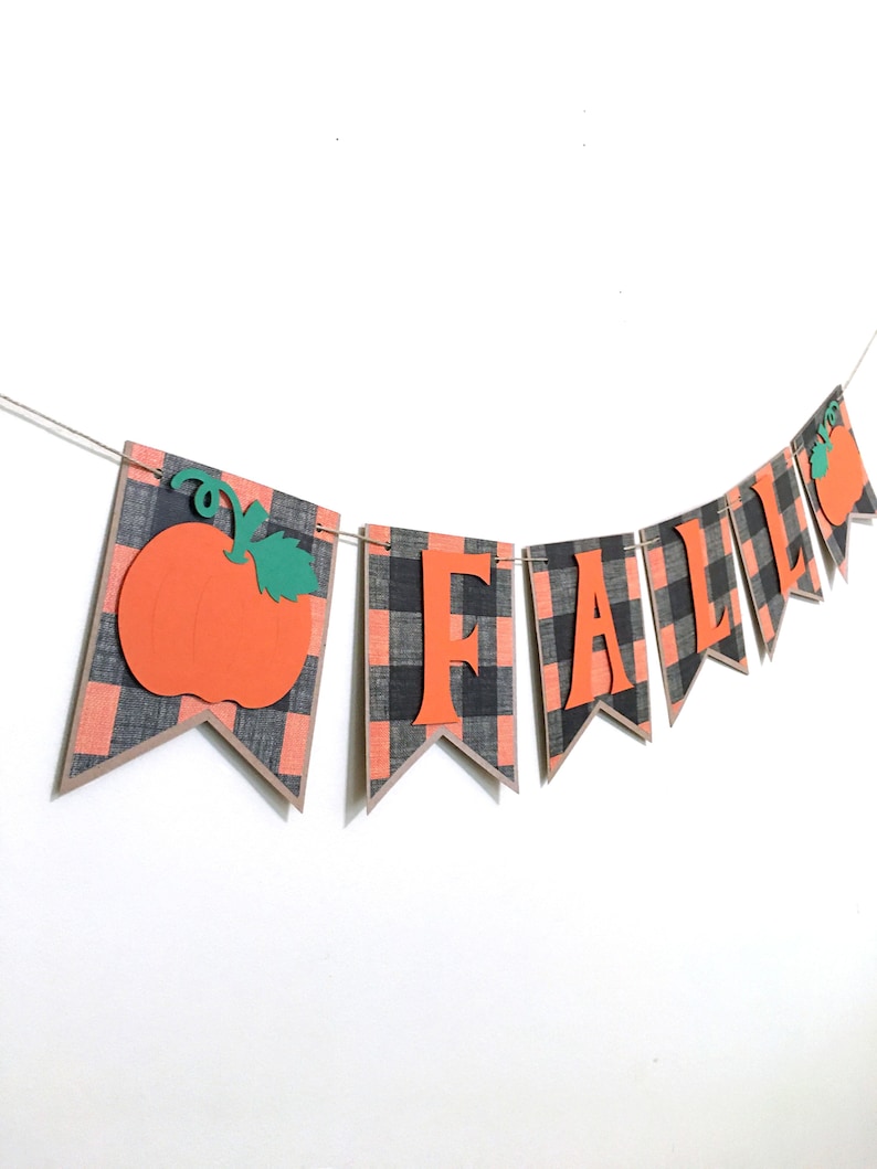 Fall Banner Autumn Garland Buffalo Plaid Classroom Banner - Etsy