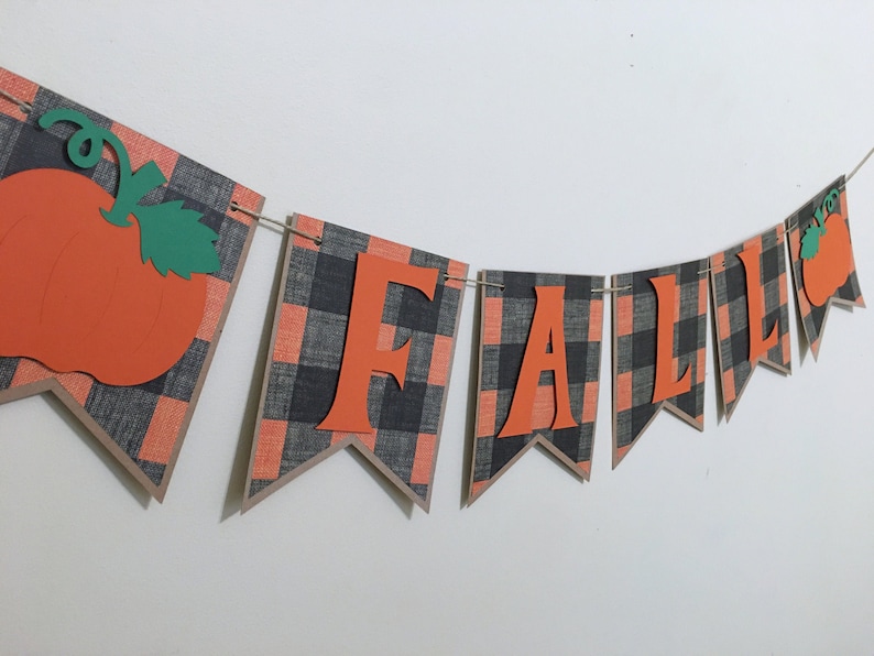 Fall Banner Autumn Garland Buffalo Plaid Classroom Banner - Etsy