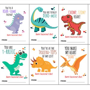 Dinosaur Valentine Cards for Kids: Class Valentines (digital Download ...