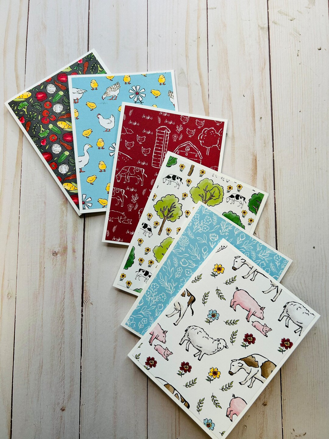 Set of 6 Blank Farm Yard Notecards With Envelopes, on the Farm Card Set ...