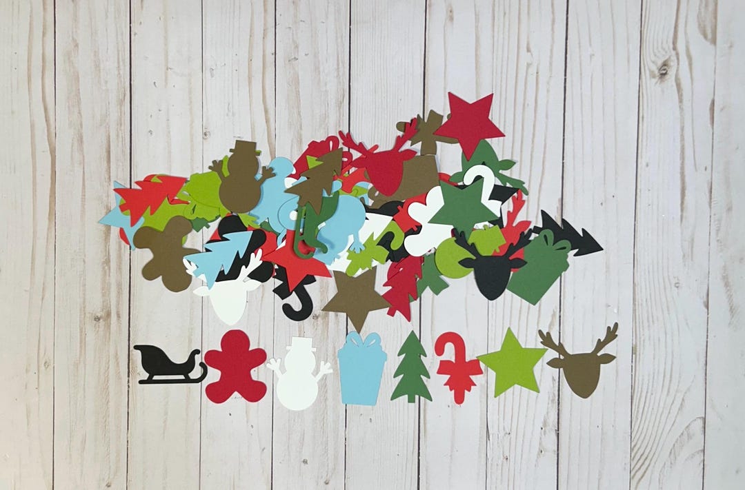 Christmas Die Cut Embellishments, Holiday Scrapbooking Confetti, 64 ...