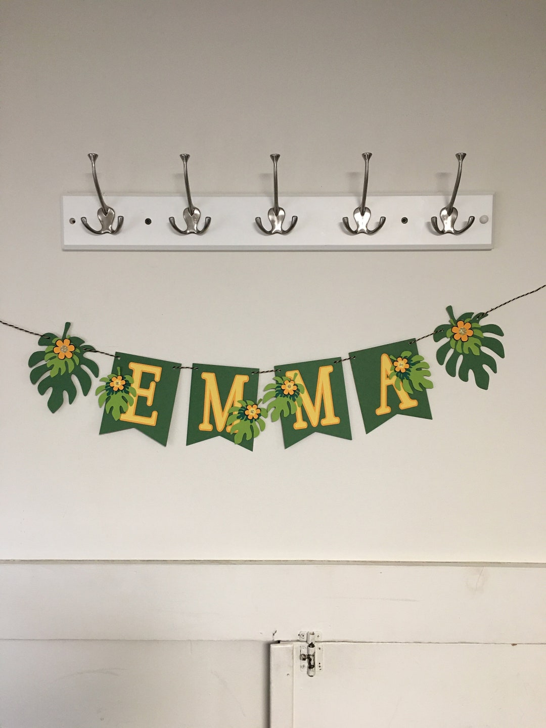 Tropical Theme Banner, Jungle Theme Name Banner, Birthday Party Banner ...
