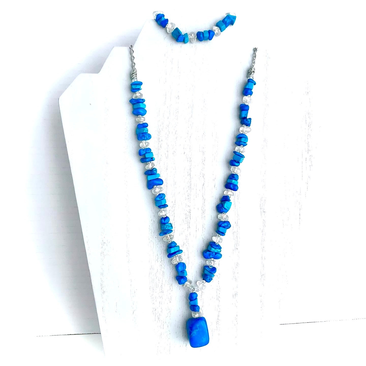 Turquoise & Crystals Beaded Jewelry Set - Etsy