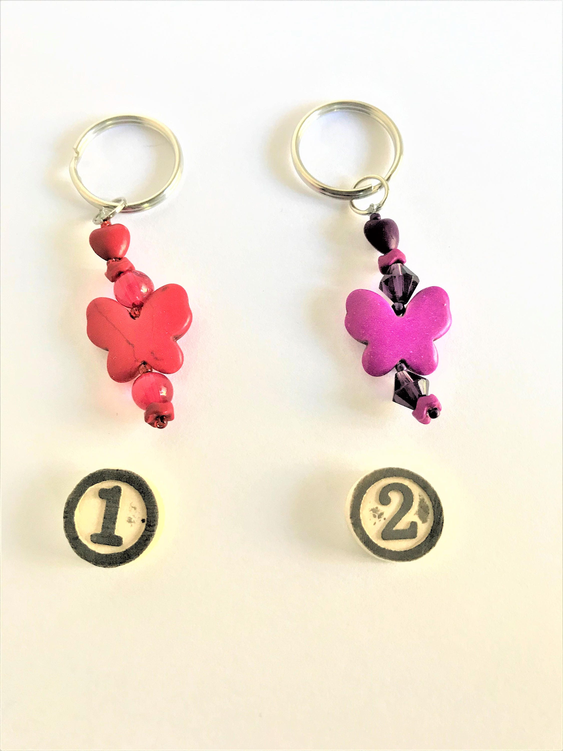 Red & Purple Butterfly Keychains - Etsy