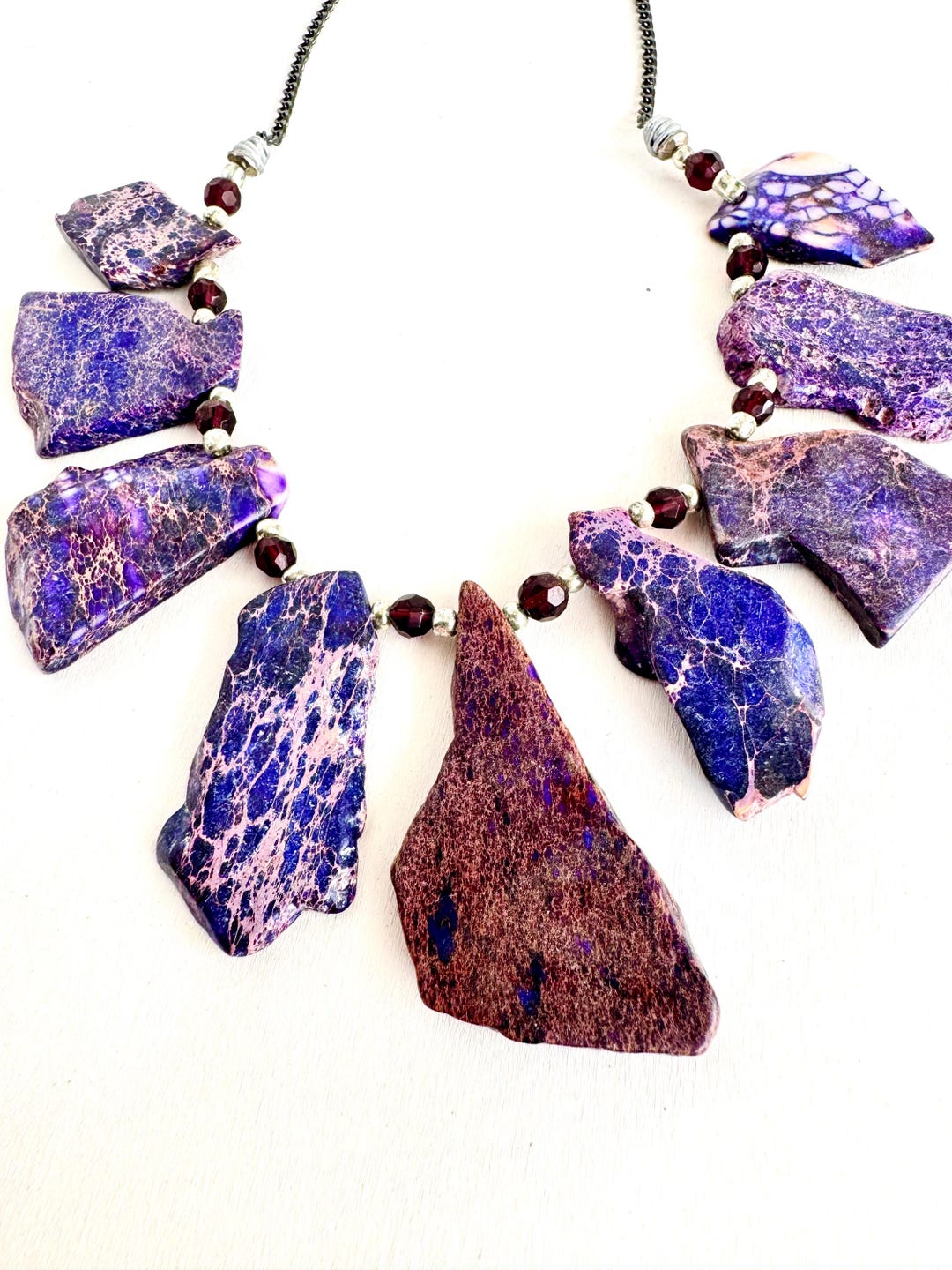 Purple Dyed Imperial Jasper Stone Slices Beaded Necklace - Etsy