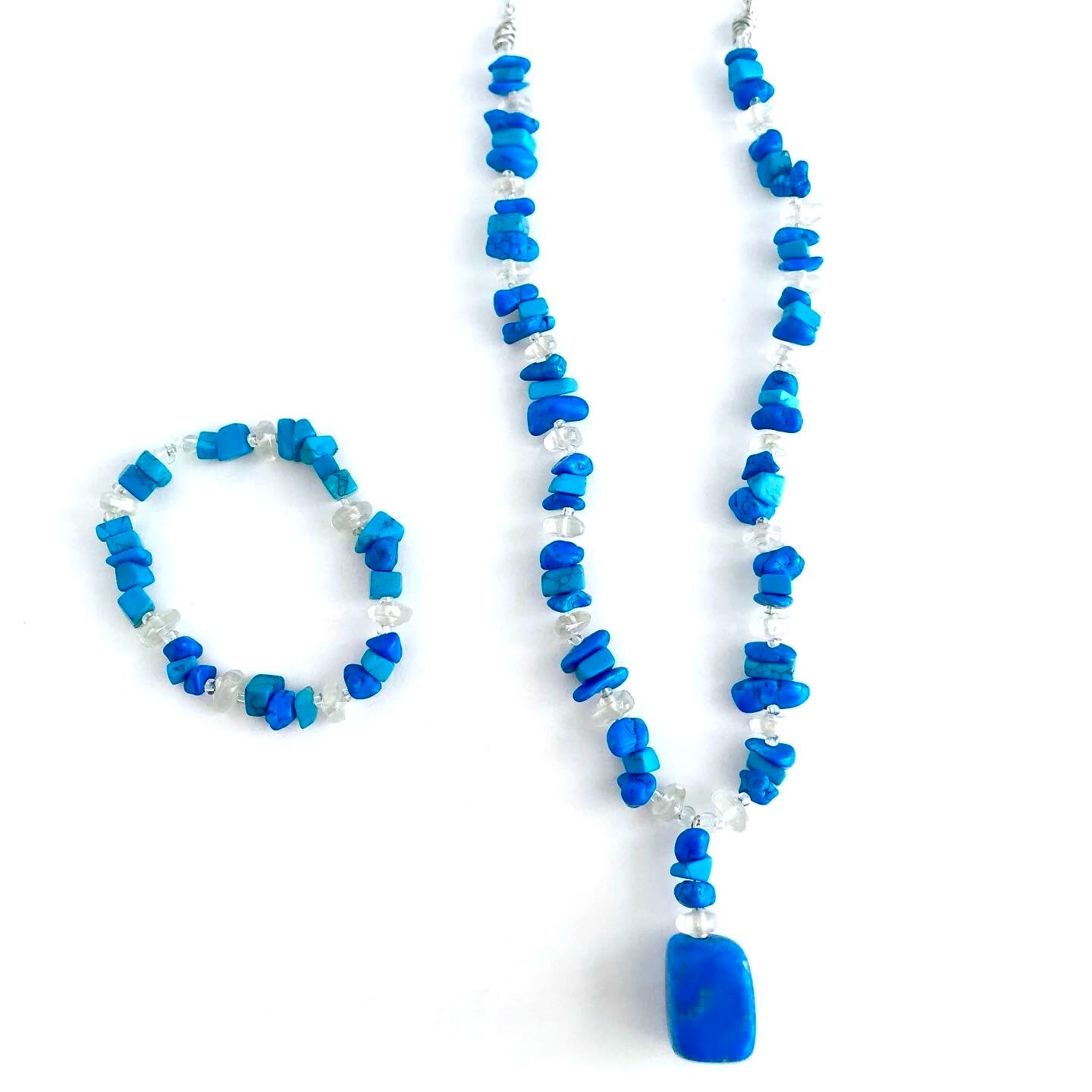 Turquoise & Crystals Beaded Jewelry Set - Etsy