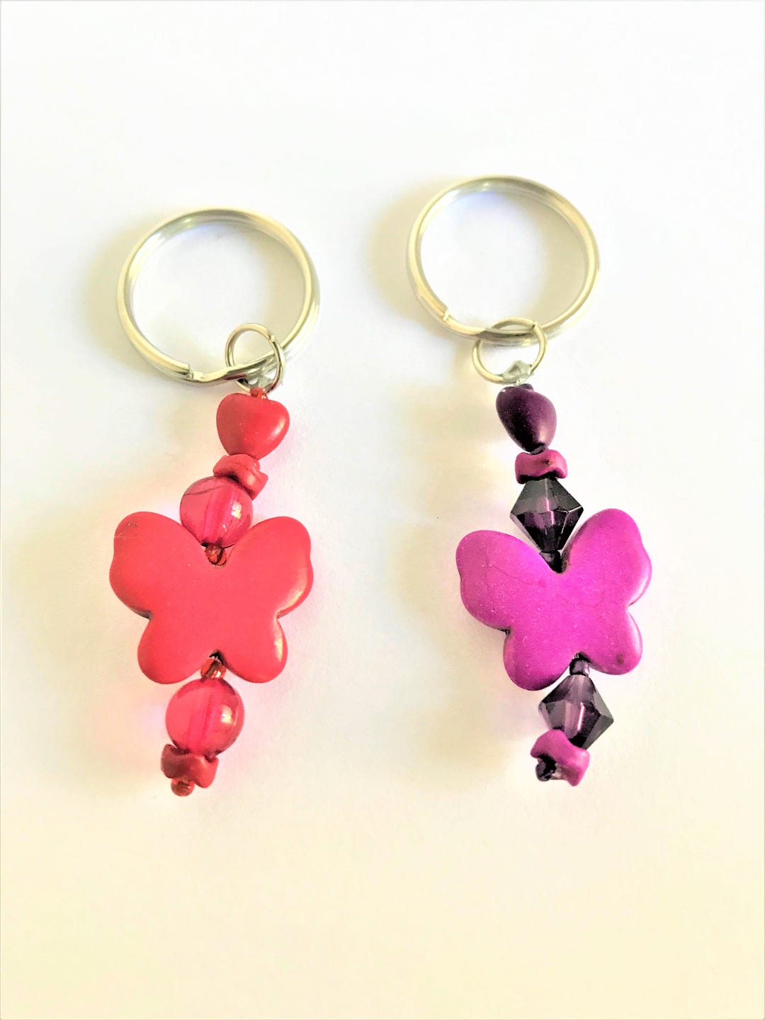 Red & Purple Butterfly Keychains - Etsy