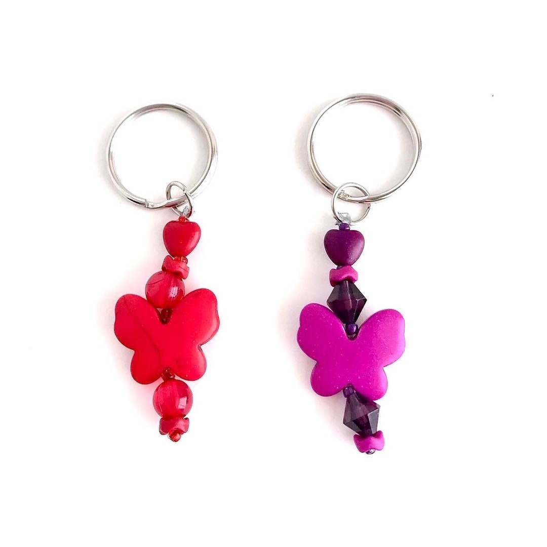 Red & Purple Butterfly Keychains - Etsy