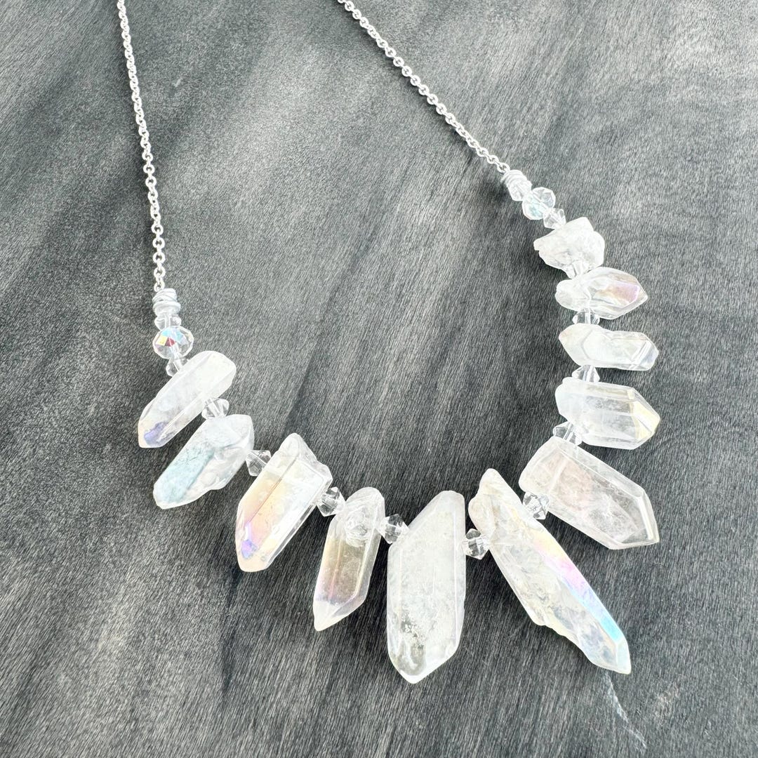 Aurora Borealis Crystal Stone Quartzite Beaded Necklace - Etsy