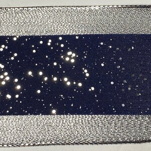 5 Yards of 2 1/2 Inch Starry Night Ribbon, Midnight Blue and Silver ...