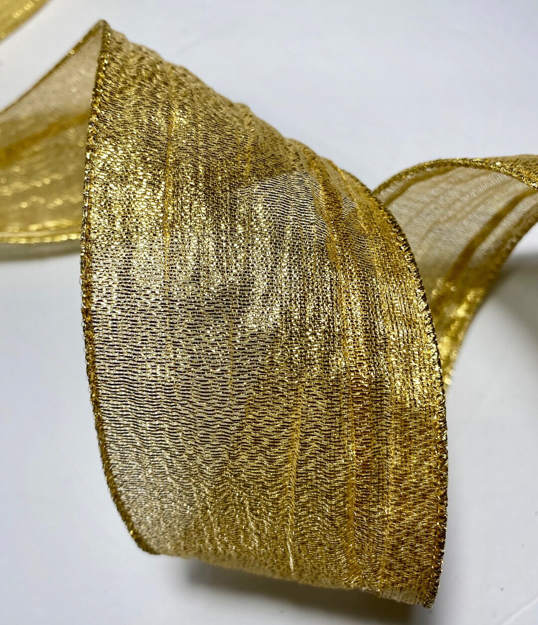 5 Yards 2 1/2 Inch Wide Elegant Gold Crinkle Wired Edge Ribbon Length ...