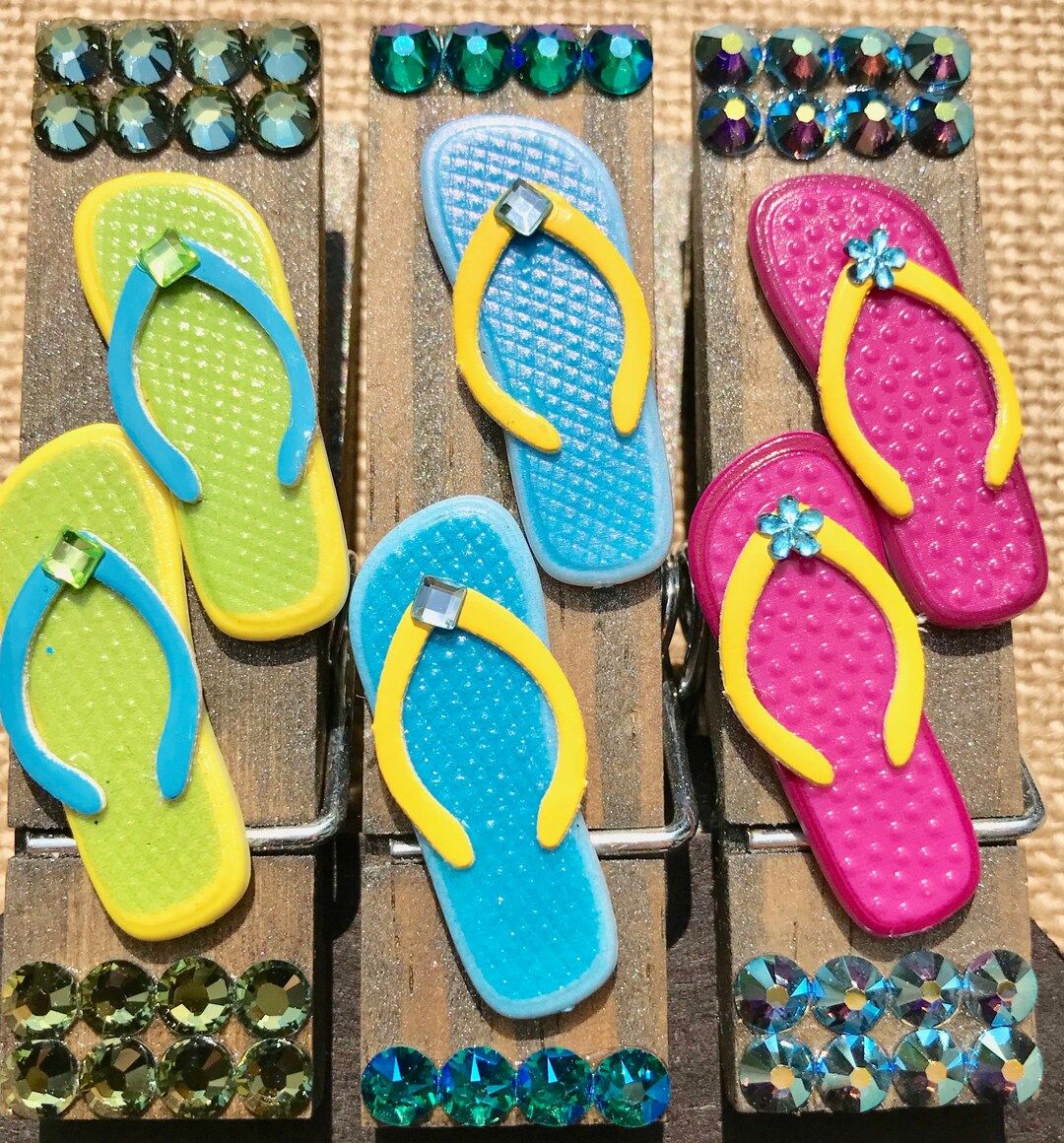 Set of 3 Multi-purpose FLIP FLOPS Magnetic Clips With Swarovski ...